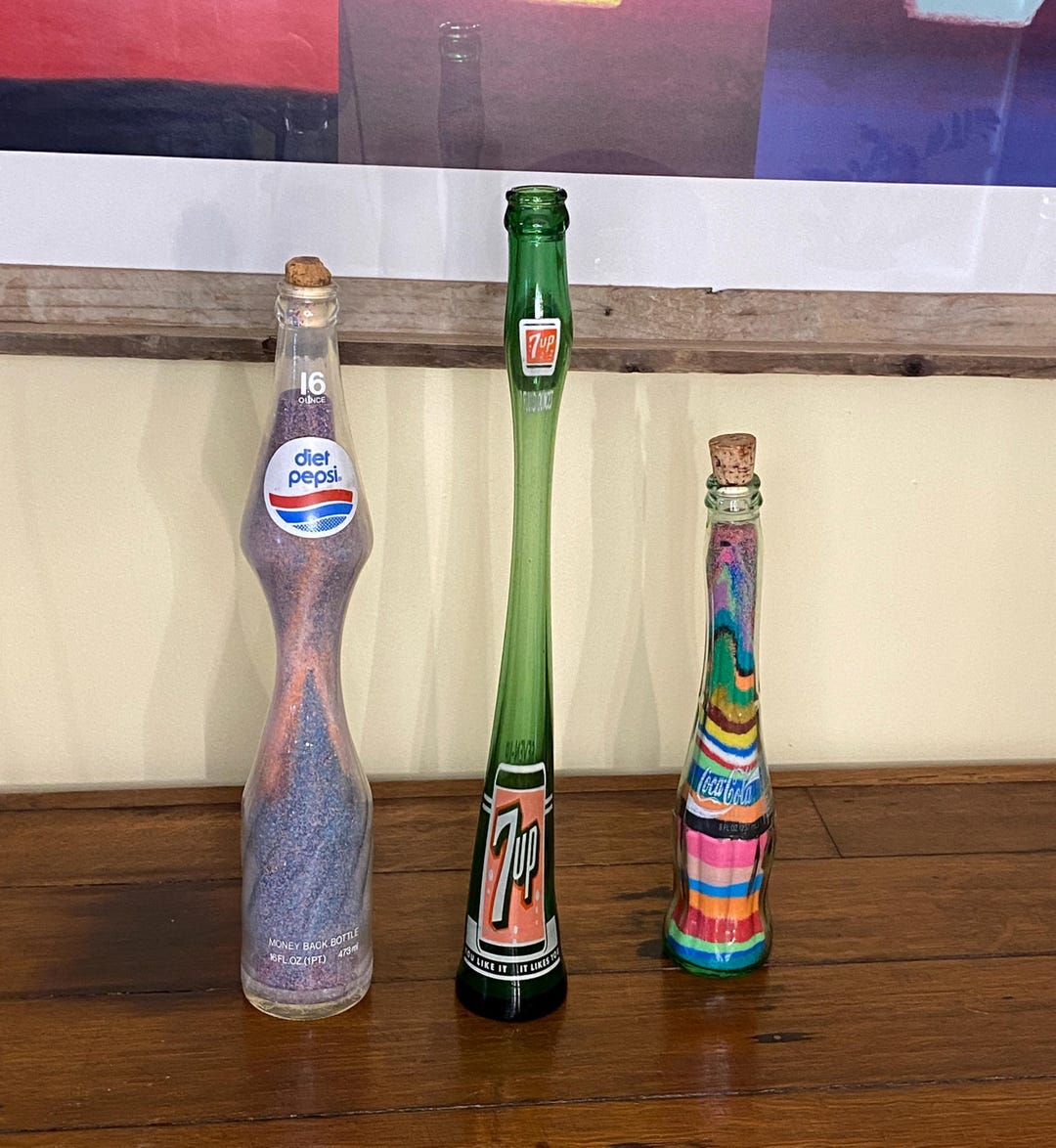 Vintage Stretched Glass Soda Bottle Set: Sand Art Carnival Prize - Etsy