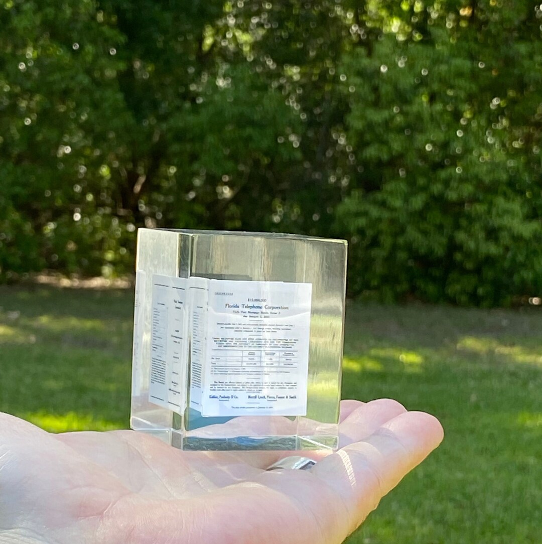 Lucite Acrylic Paperweight, Florida Telephone Corporation Prospectus ...