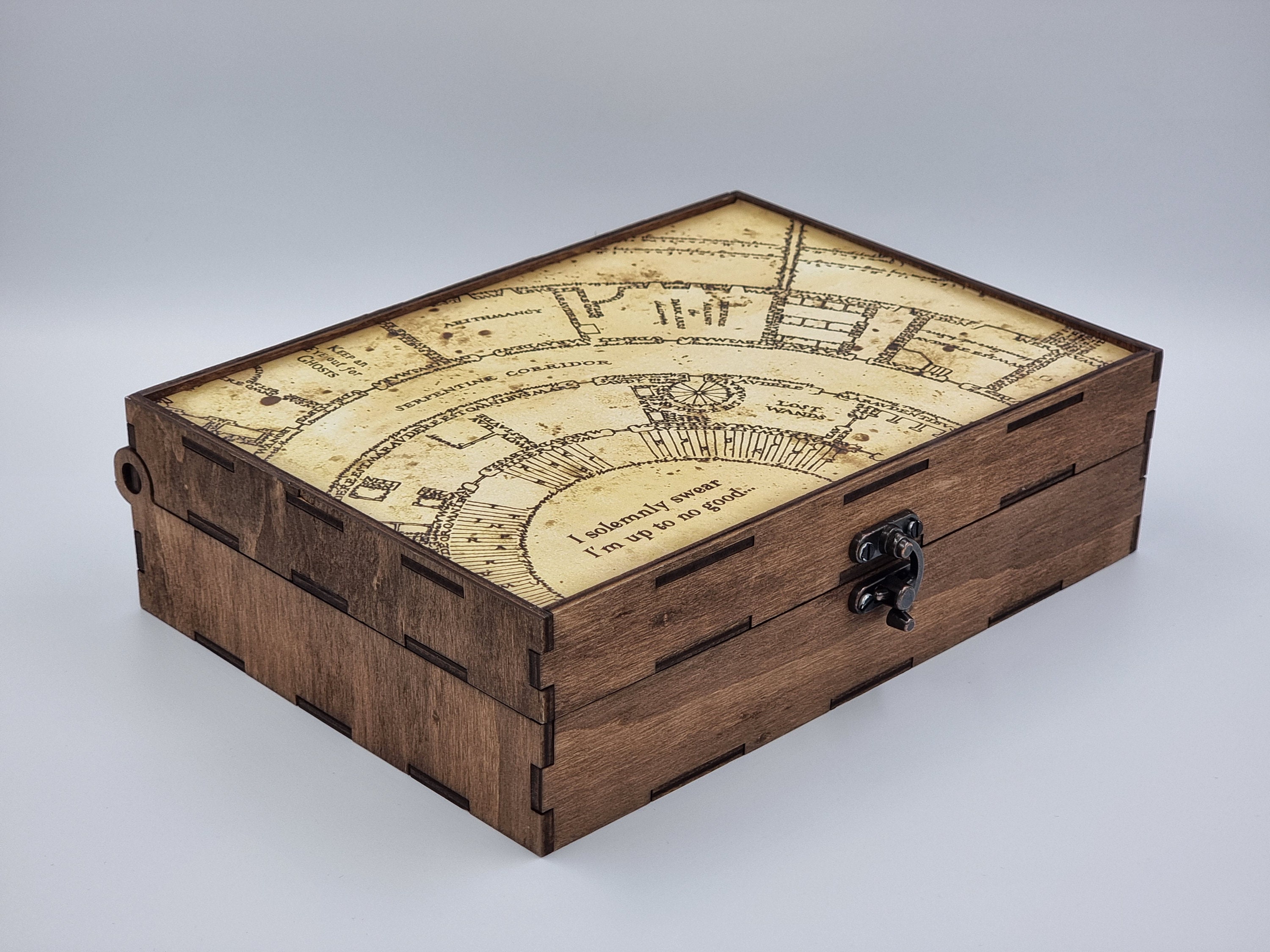 Personalized Wizard Gift Box Magical Wooden Box Light Footprint Map ...