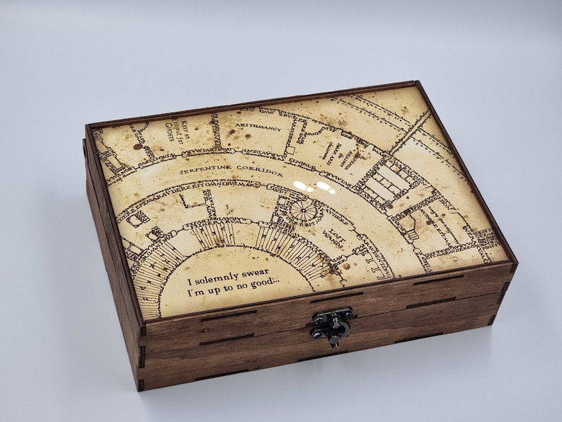 Personalized Wizard Gift Box Magical Wooden Box Light Footprint Map ...