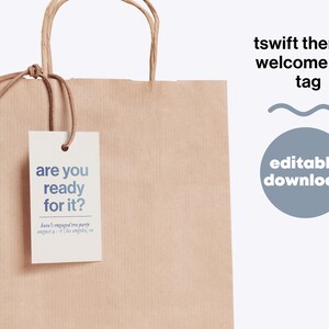 T Swift Party Welcome Bag Tag Swiftie Party Guest Favors for - Etsy