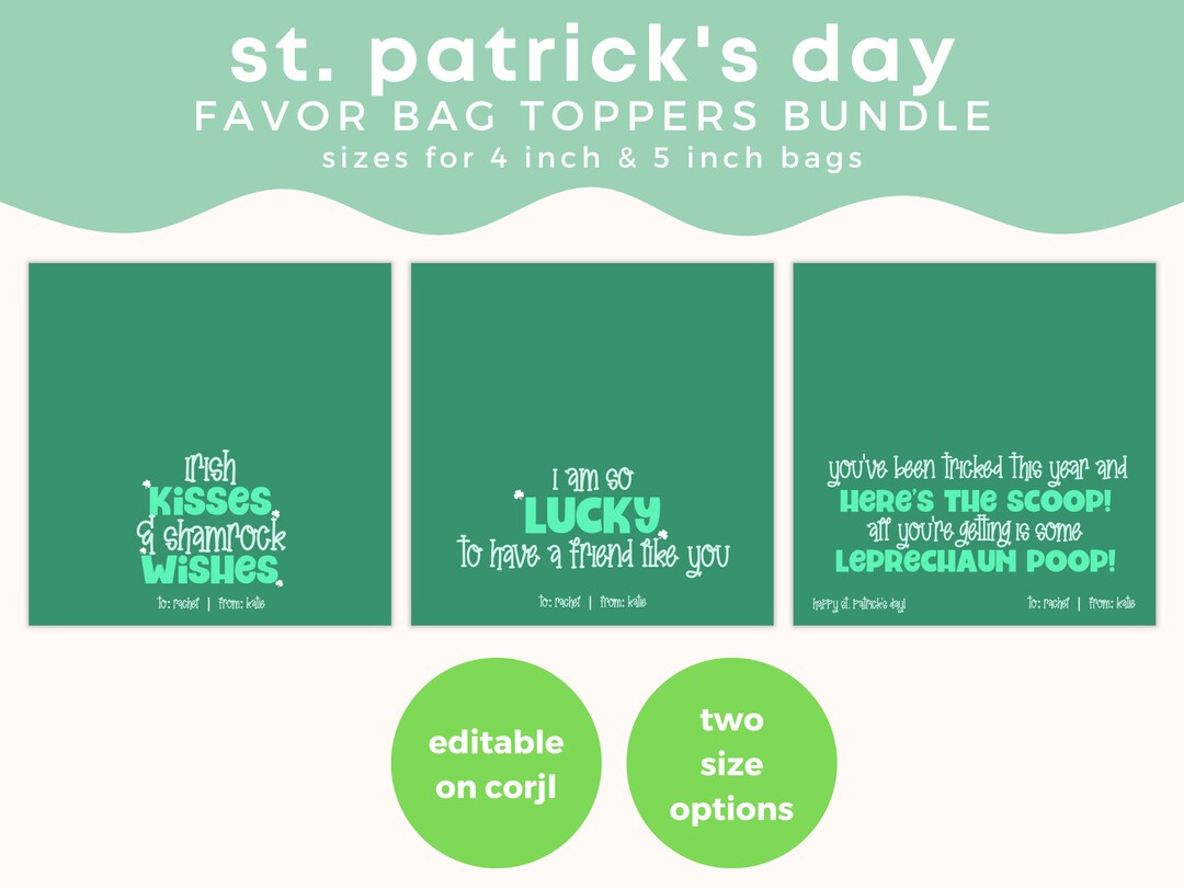 St. Patrick's Day Bag Toppers Bundle for Favors and Treats St. Patrick ...