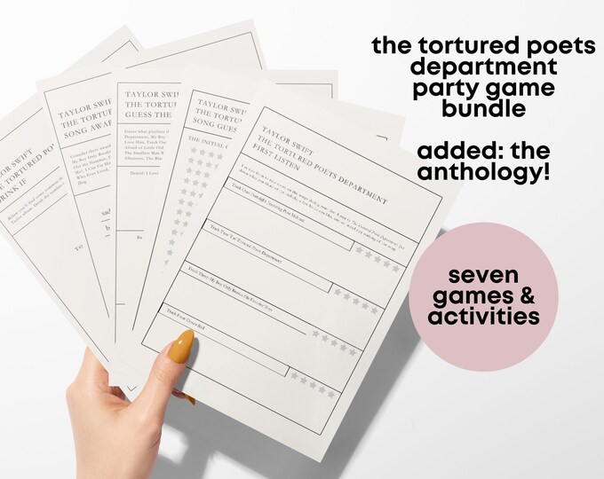 Tortured Poets Department Party Game Bundle | TTPD Song Rank, Drink If ...