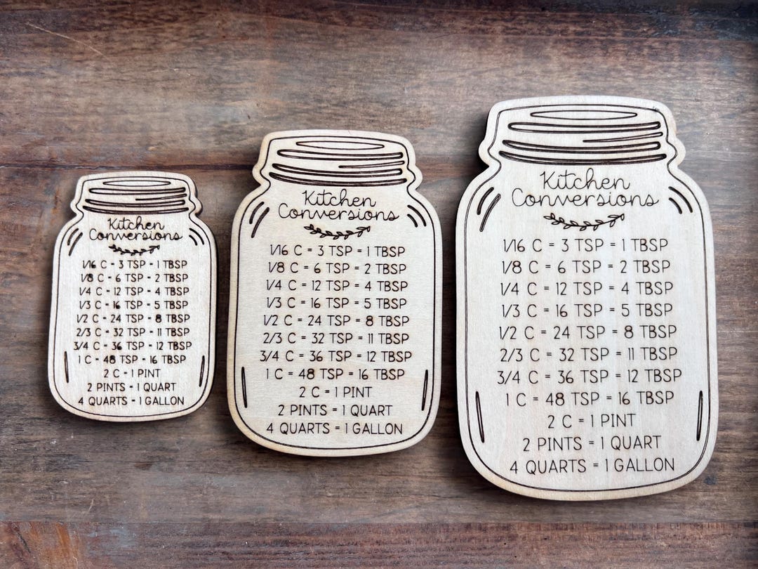 Wood Mason Jar Kitchen Conversion Magnet | Farmhouse Kitchen Decor ...