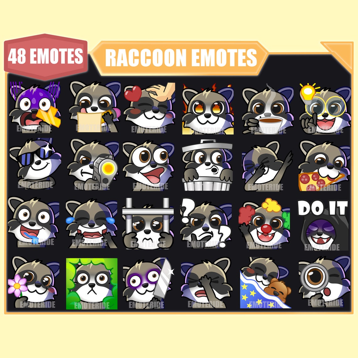 RACCOON Emote Bundle for Twitch Youtube Emotes Discord Emotes Streamer ...