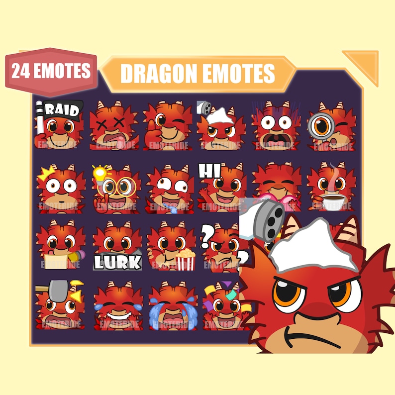 RED DRAGON Twitch Emote Bundle Youtube Emotes Discord - Etsy