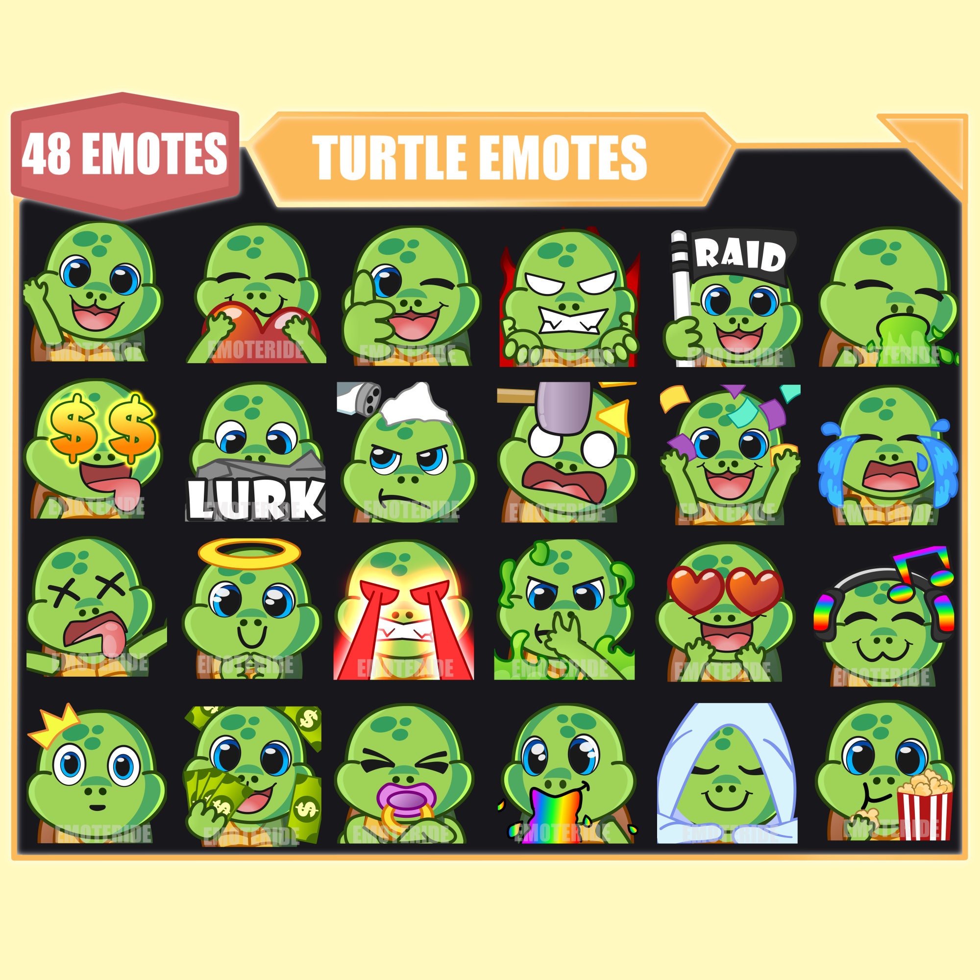 TURTLE Emote Bundle for Twitch Youtube Emotes Discord Emotes Streamer ...