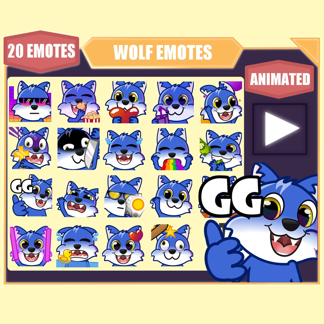 ANIMATED Blue Wolf Emote Bundle for Twitch Youtube Emotes - Etsy