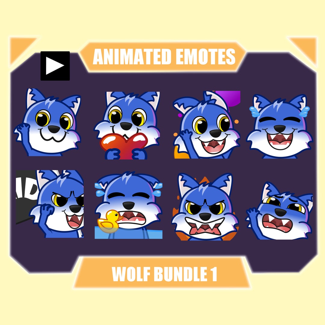 BLUE WOLF ANIMATED Emote Pack for Twitch | Youtube Emotes | Discord ...