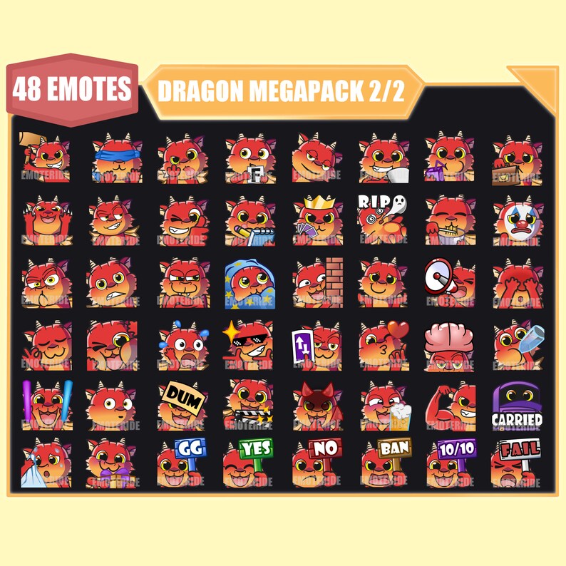 RED DRAGON Emote Bundle 2 for Twitch Kick Youtube Emotes Discord Emotes ...