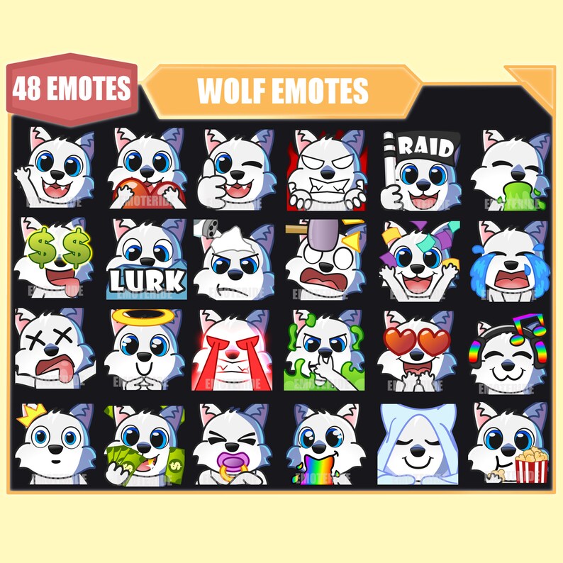 WHITE WOLF Emote Bundle for Twitch Youtube Emotes Discord - Etsy