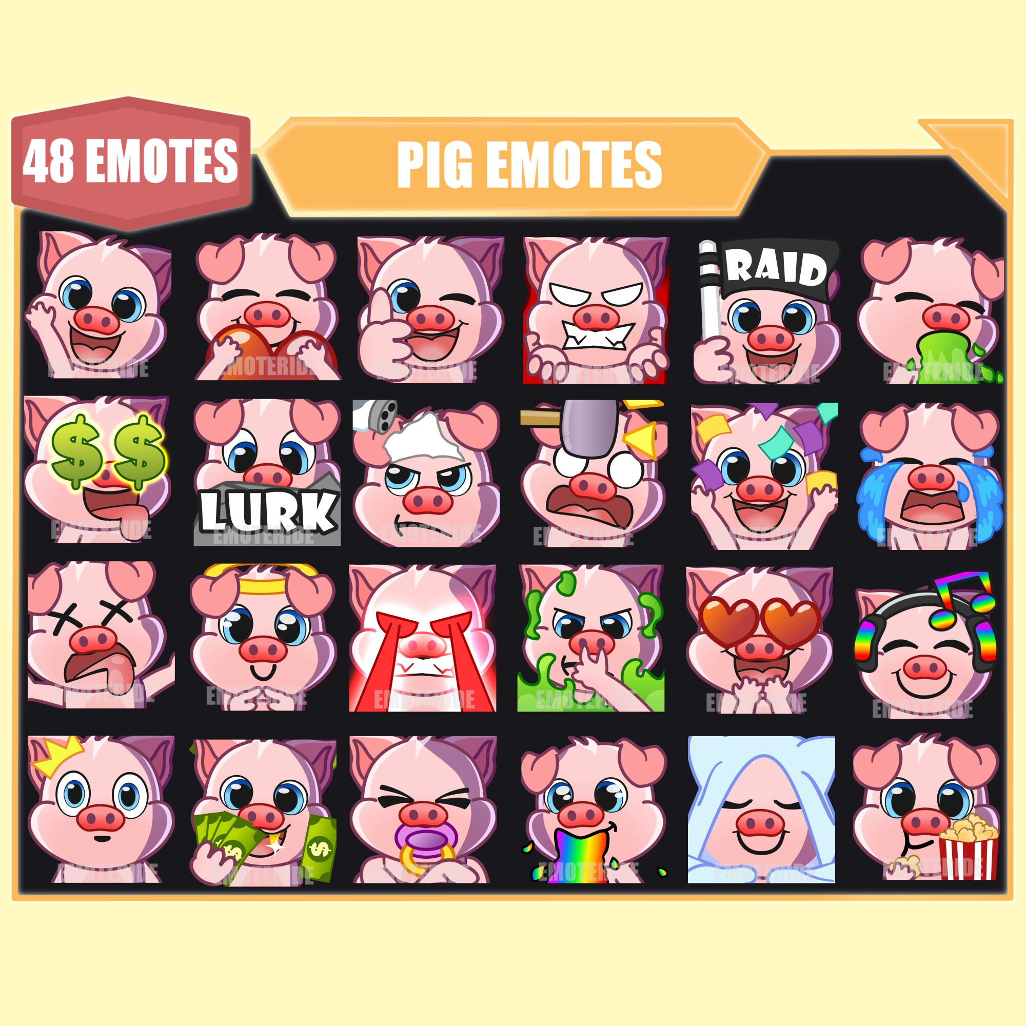 PINK PIG Emote Bundle for Twitch | Youtube Emotes | Discord Emotes ...