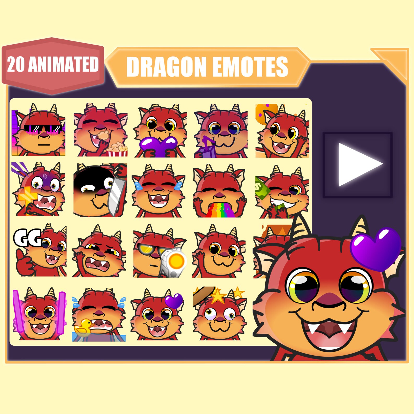 ANIMATED Red Dragon Emote Bundle for Twitch | Youtube Emotes | Discord ...