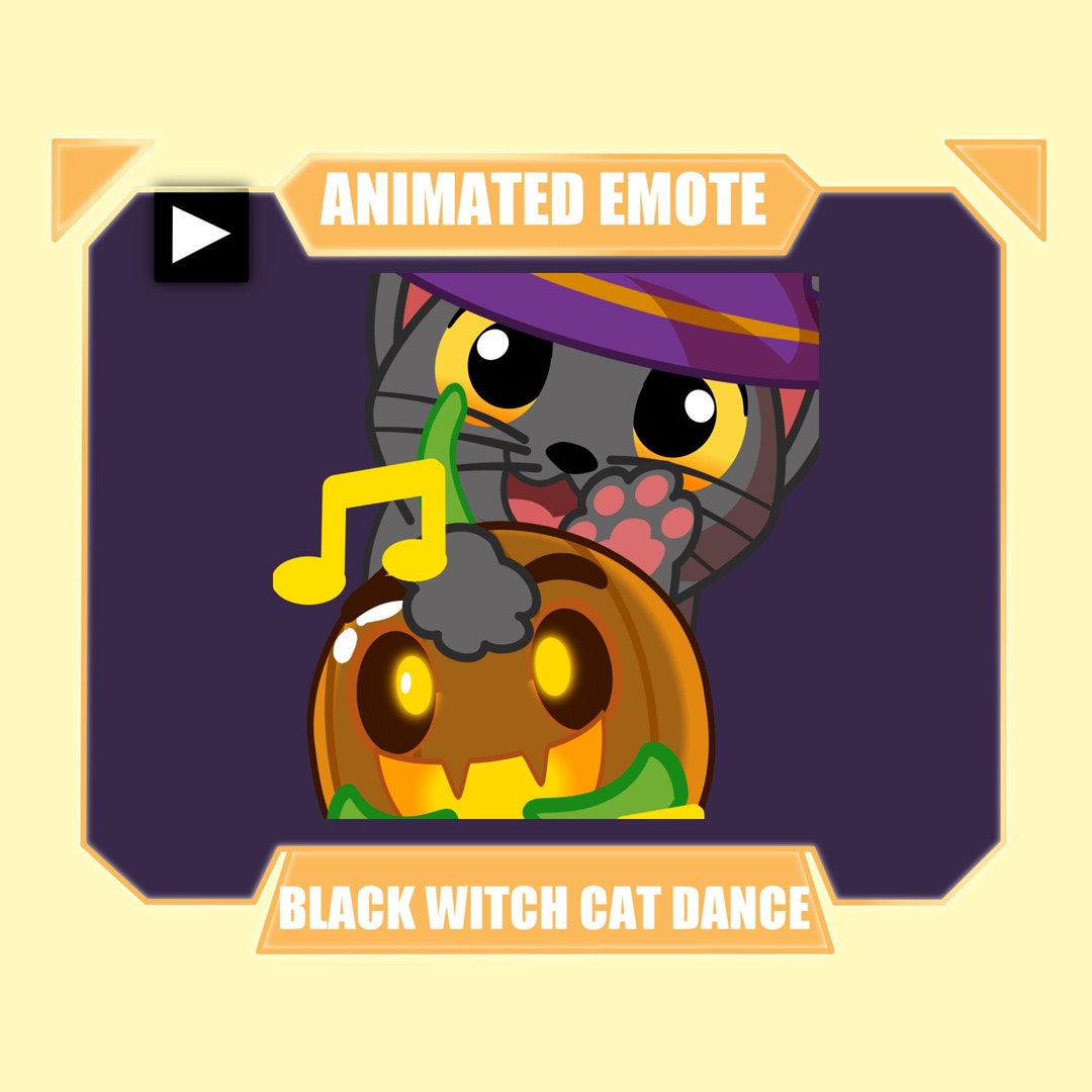 ANIMATED EMOTE Black Witch Cat Dance | Cute Halloween Emote | Black ...