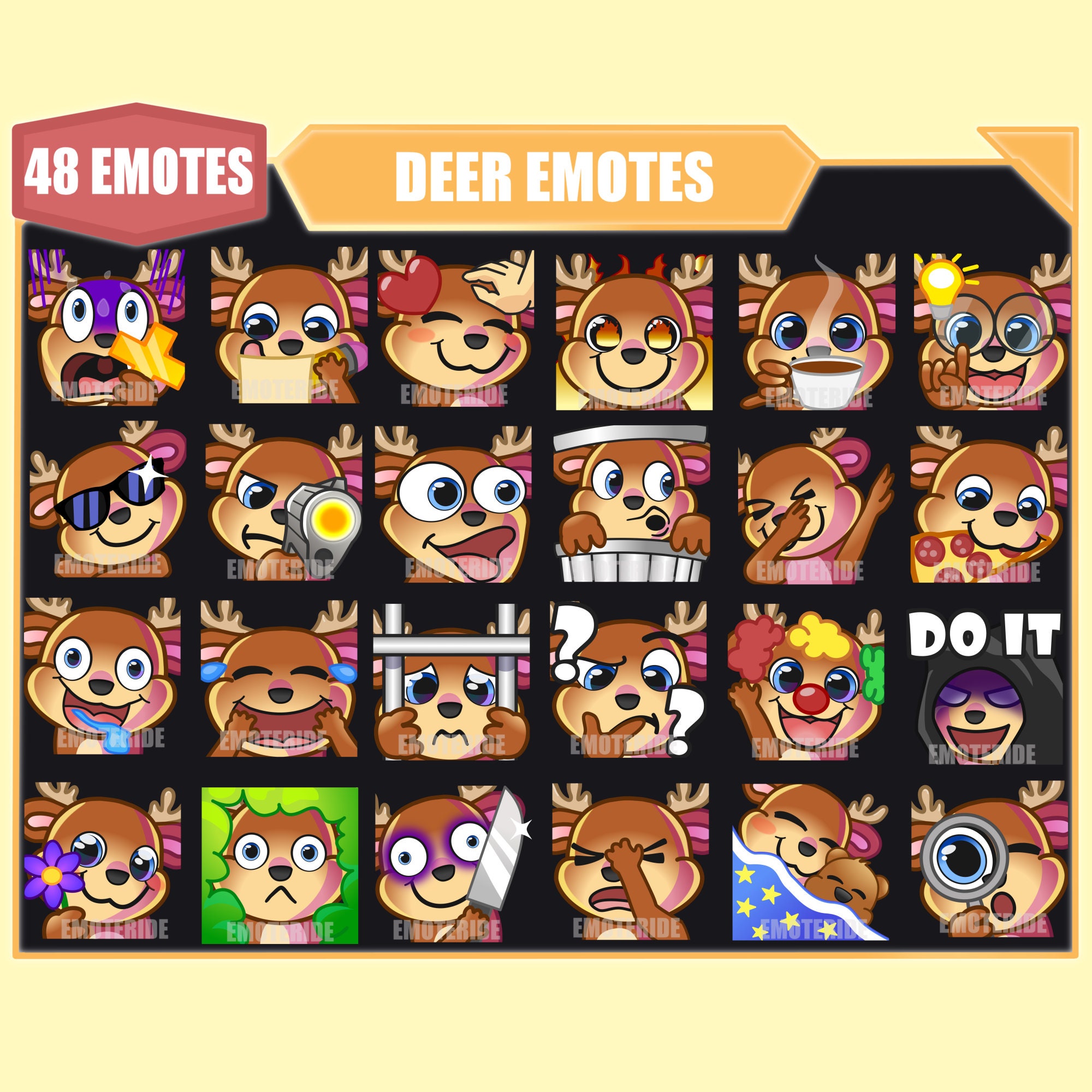 DEER Twitch Emote Bundle Youtube Emotes Discord Emotes Streamer Emotes ...