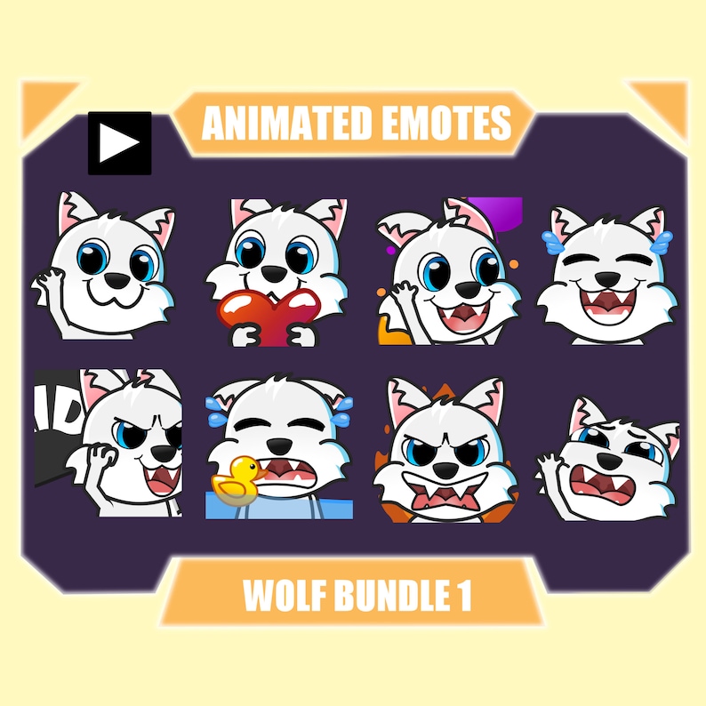 WHITE WOLF ANIMATED Emote Pack for Twitch Youtube Emotes Discord Emotes ...