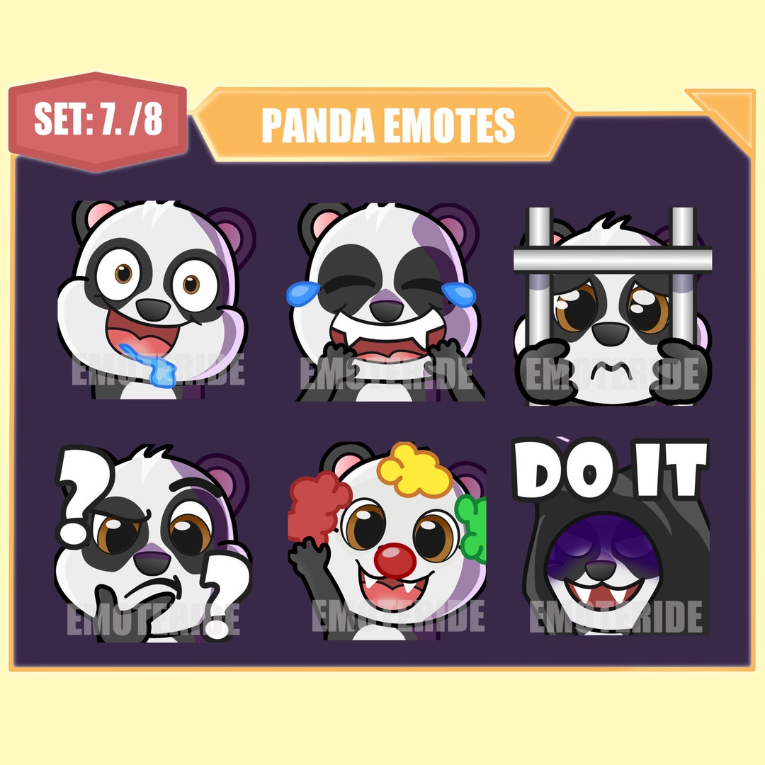 Panda Twitch Emote Pack 7 Derp, Lol, in Prison, Thinking, Clown, Do It ...