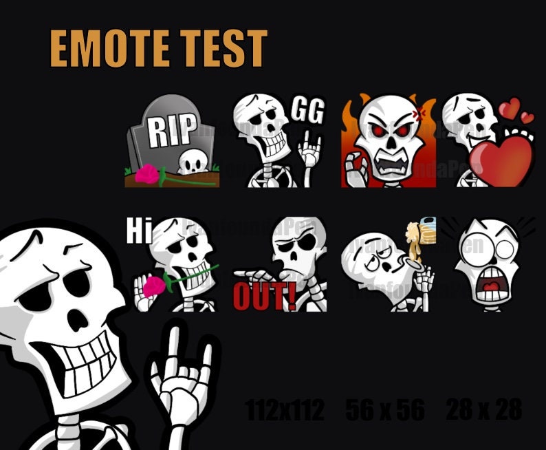 Skeleton Twitch Emote Bundle | Youtube Emote | Discord Emote | Streamer ...
