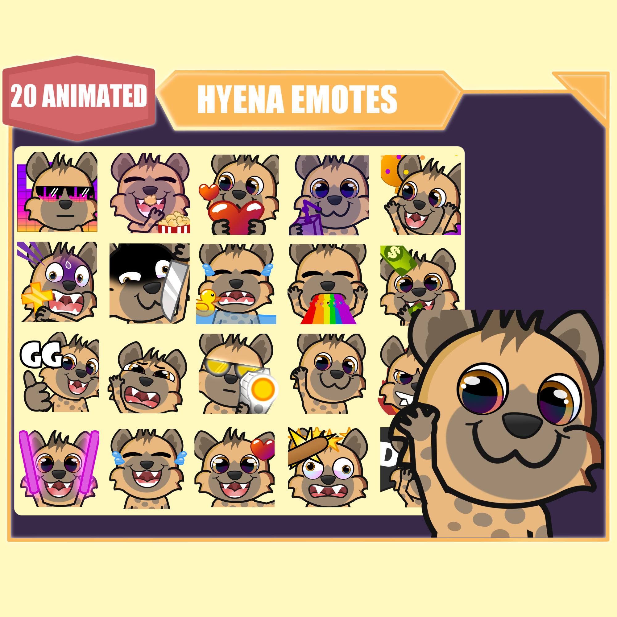 ANIMATED Hyena Emote Bundle for Twitch | Youtube Emotes | Discord ...