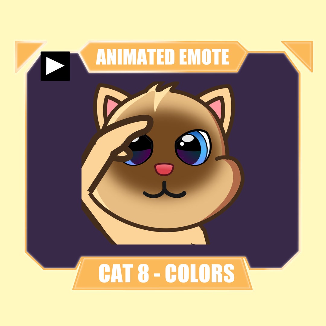 ANIMATED Cat Salute Emote for Twitch Kick Discord Youtube Stream | Cute ...