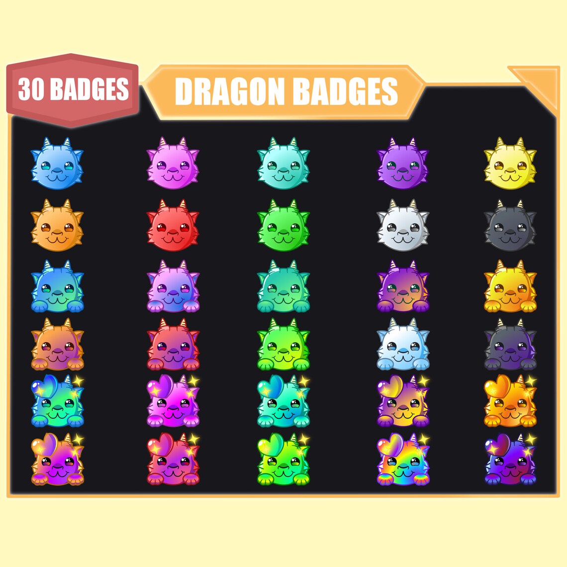 30 Dragon Bit Badges for Twitch Cute Dragon Sub Badges - Etsy