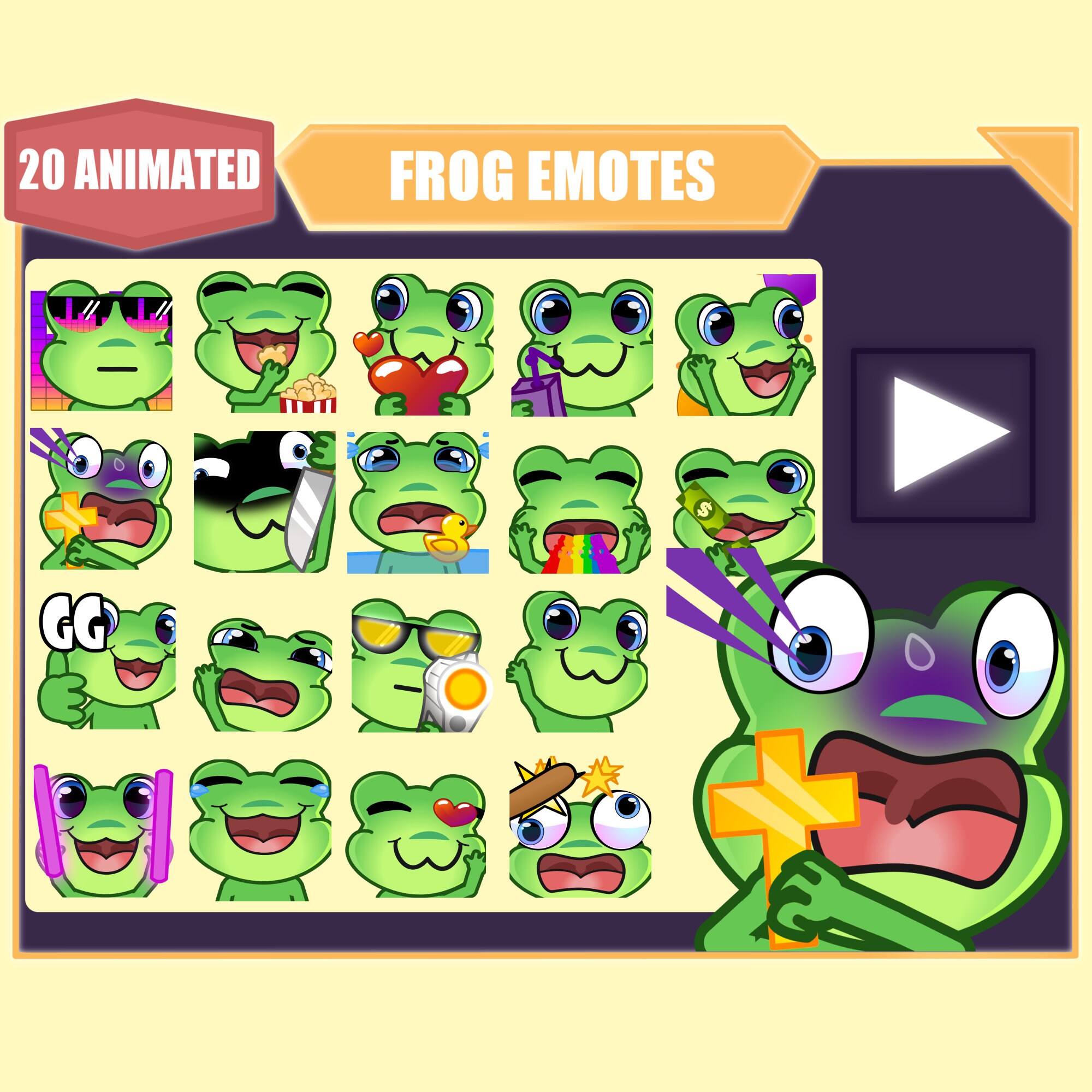 ANIMATED Frog Emote Bundle for Twitch Youtube Emotes - Etsy