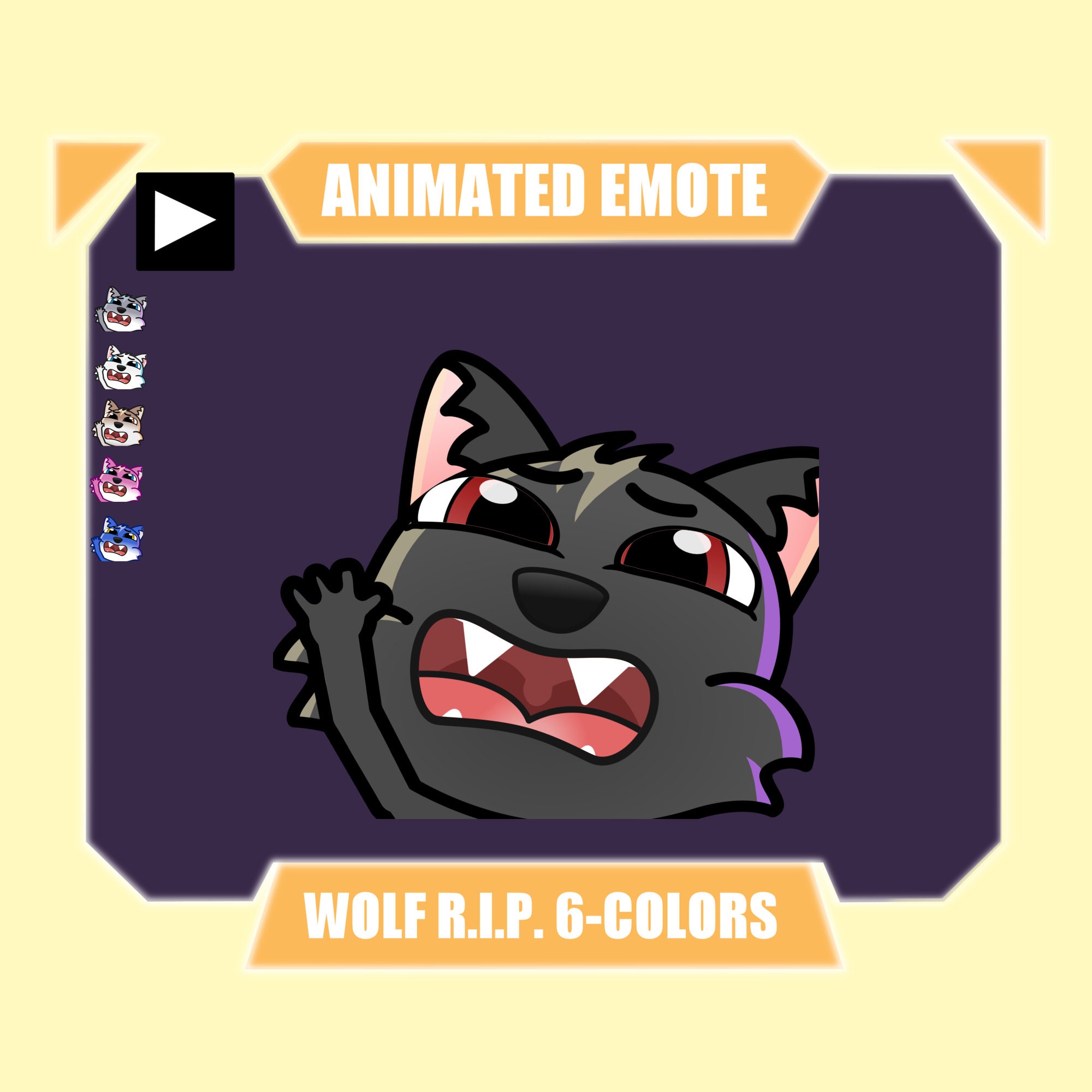 ANIMATED Wolf Rip Emote for Twitch Discord Youtube Streaming Cute Wolf ...