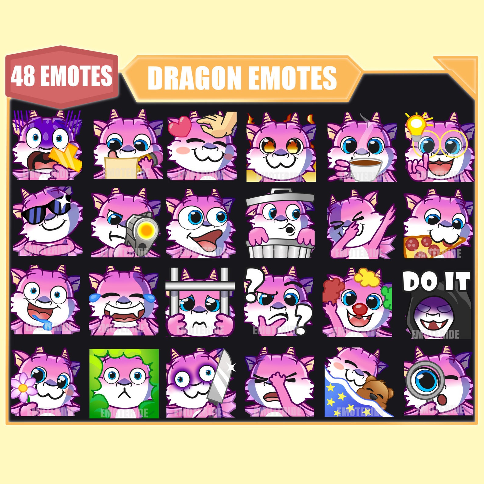 PINK DRAGON Emote Bundle for Twitch Youtube Emotes Discord Emotes ...