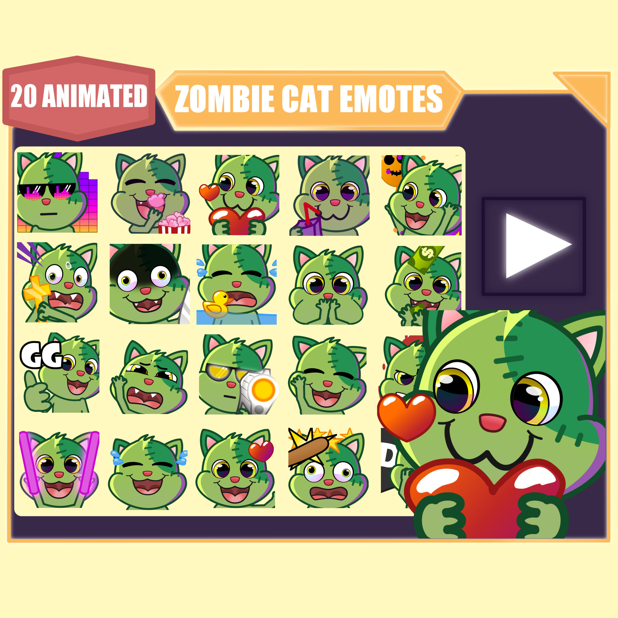 ANIMATED Zombie Cat Emote Bundle for Twitch | Kick Emotes | Youtube ...