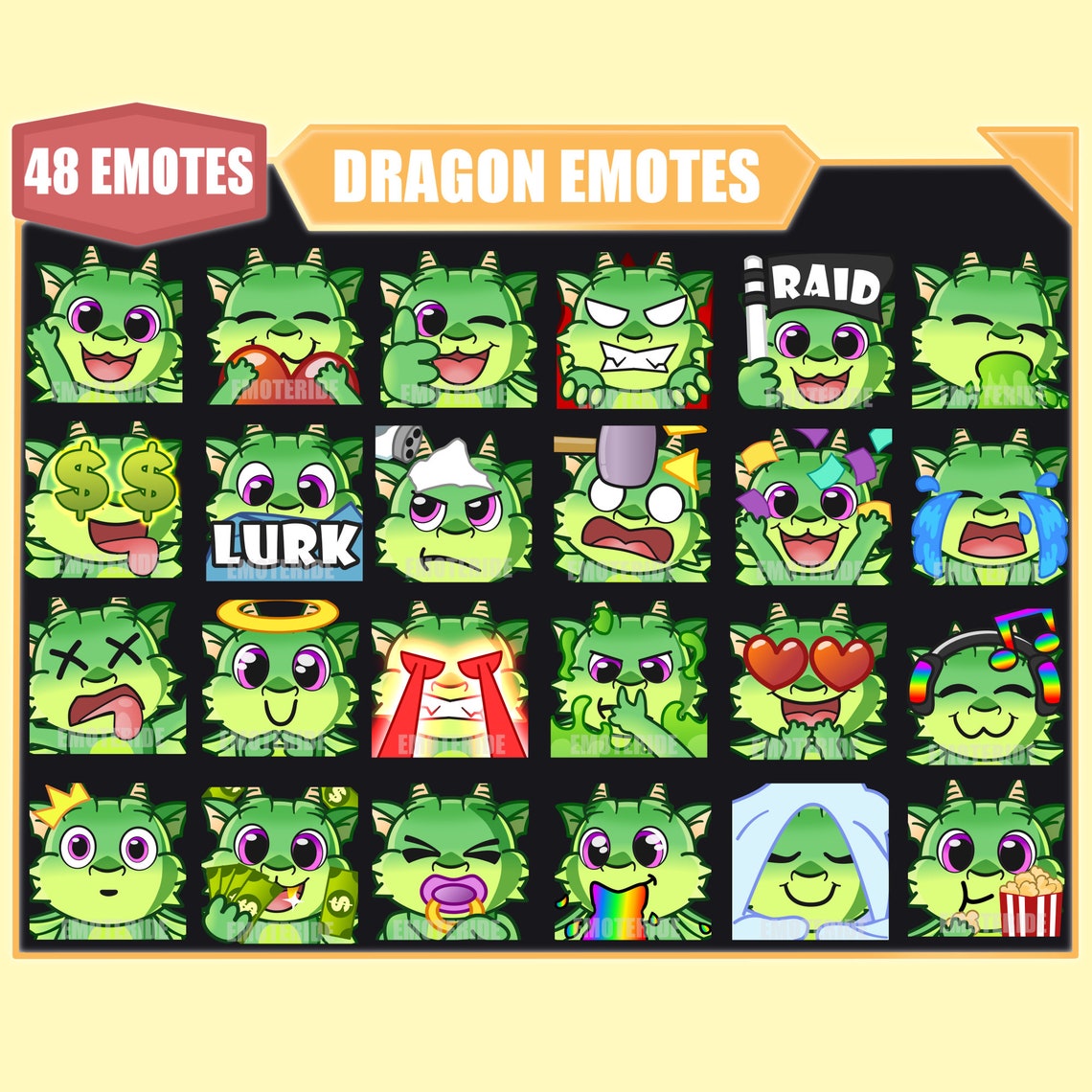 GREEN DRAGON Emote Bundle for Twitch | Youtube Emotes | Discord Emotes ...