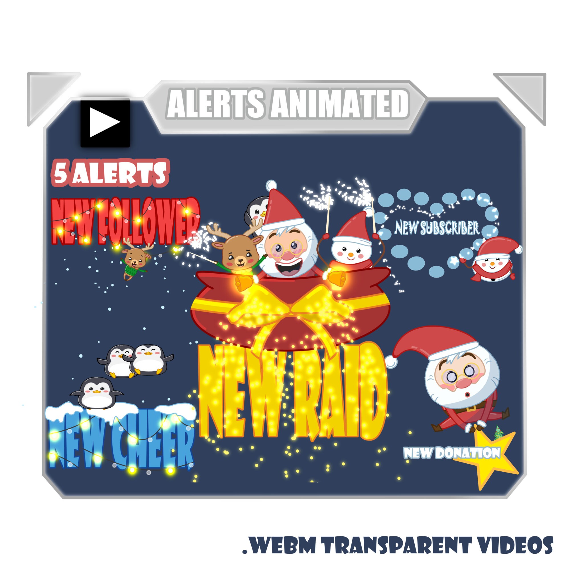 Animated Christmas Alerts for Twitch | Cute Christmas Alerts for ...
