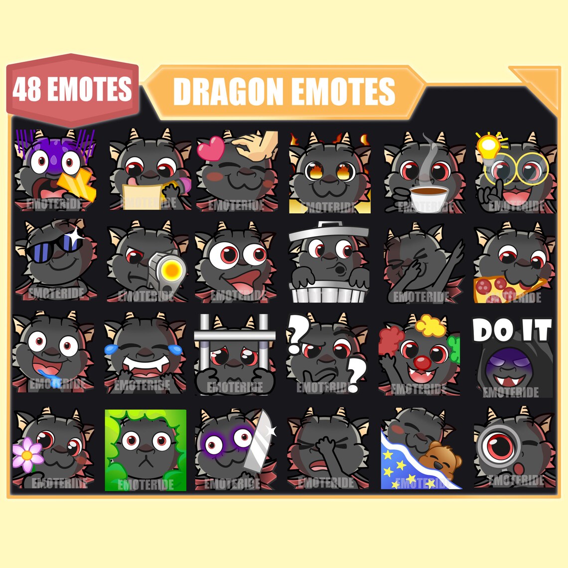 BLACK DRAGON Emote Bundle for Twitch Youtube Emotes Discord Emotes ...