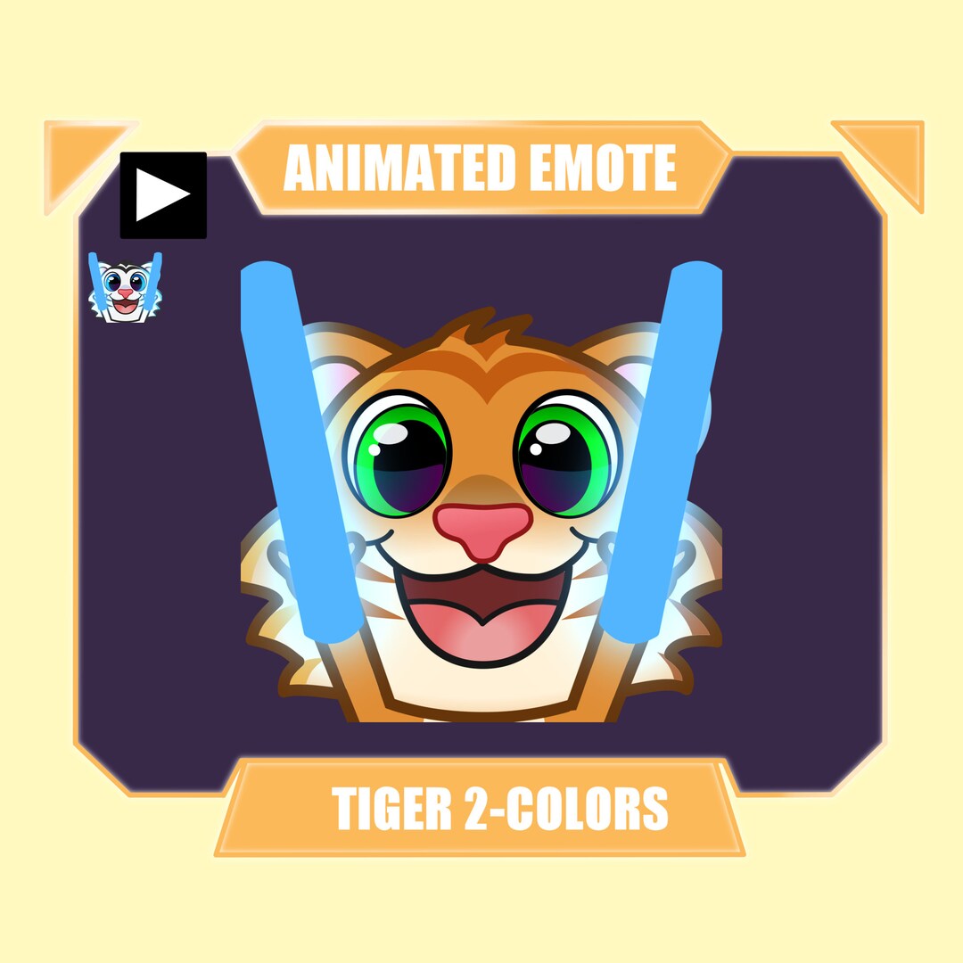 ANIMATED Tiger Cool Rave Color Changing Emote for Twitch Kick Discord ...