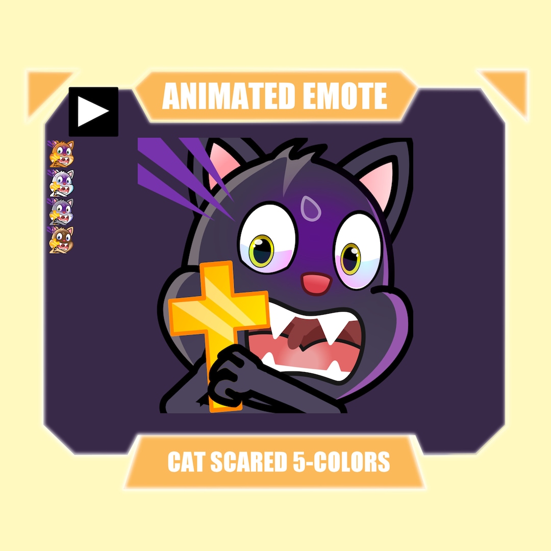 ANIMATED Cat Scared Holding Cross Emote for Twitch Discord Youtube ...