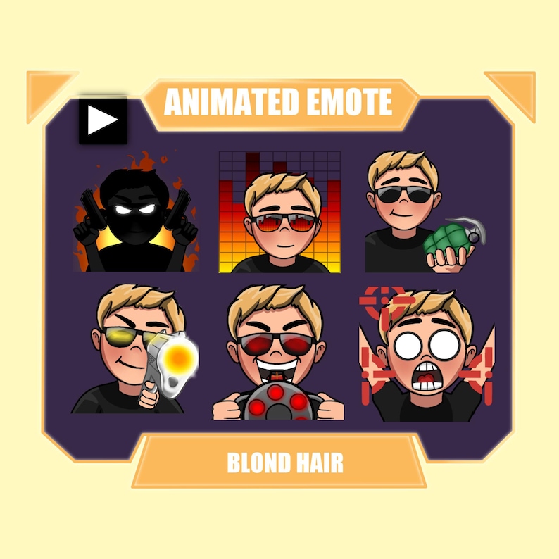 ANIMATED EMOTE BUNDLE for Twitch Discord Youtube | Cool Guy With Blond ...