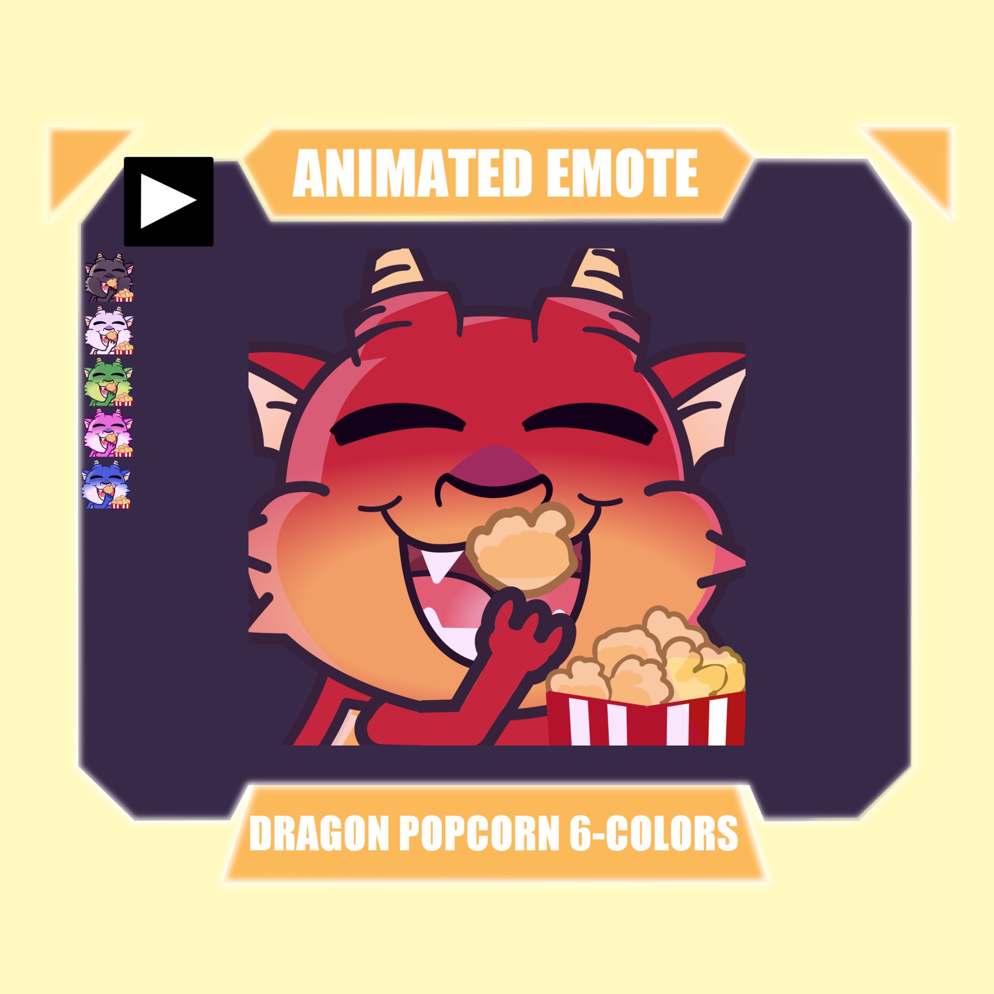 ANIMATED Dragon Eating Popcorn Emote for Twitch Discord Youtube Stream ...