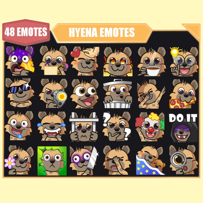 HYENA Emote Bundle for Twitch Kick Youtube Emotes Discord - Etsy