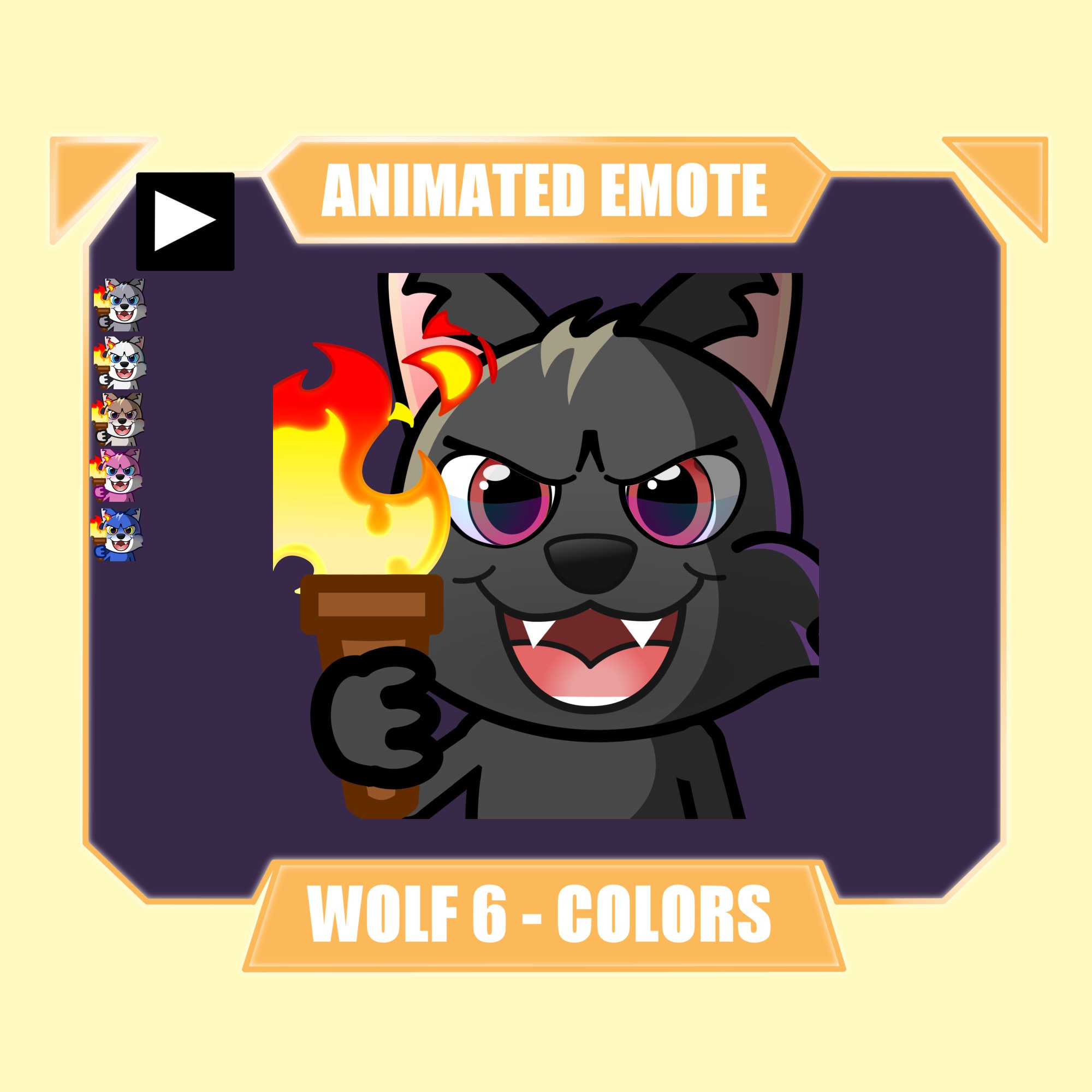 ANIMATED Wolf Riot Emote for Twitch Kick Discord Youtube Black Gray ...