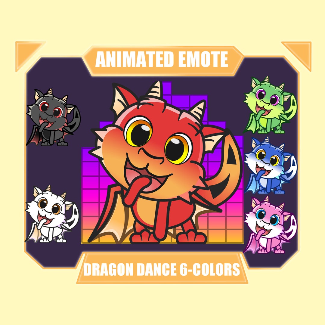 ANIMATED Cute Dragon Dance Emote for Twitch Discord | Dragon Party Jam ...
