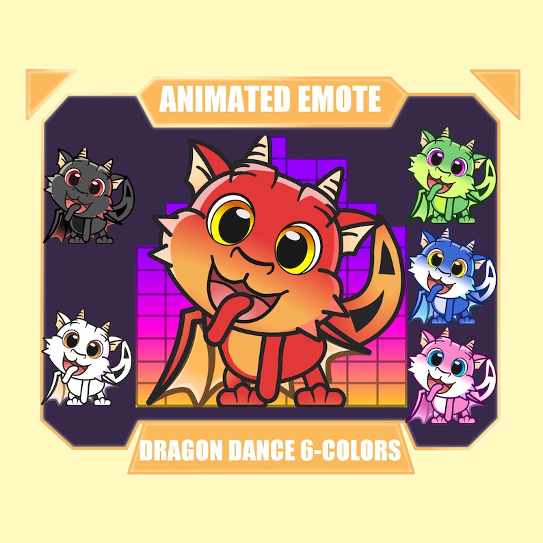 ANIMATED Cute Dragon Dance Emote for Twitch Discord | Dragon Party Jam ...