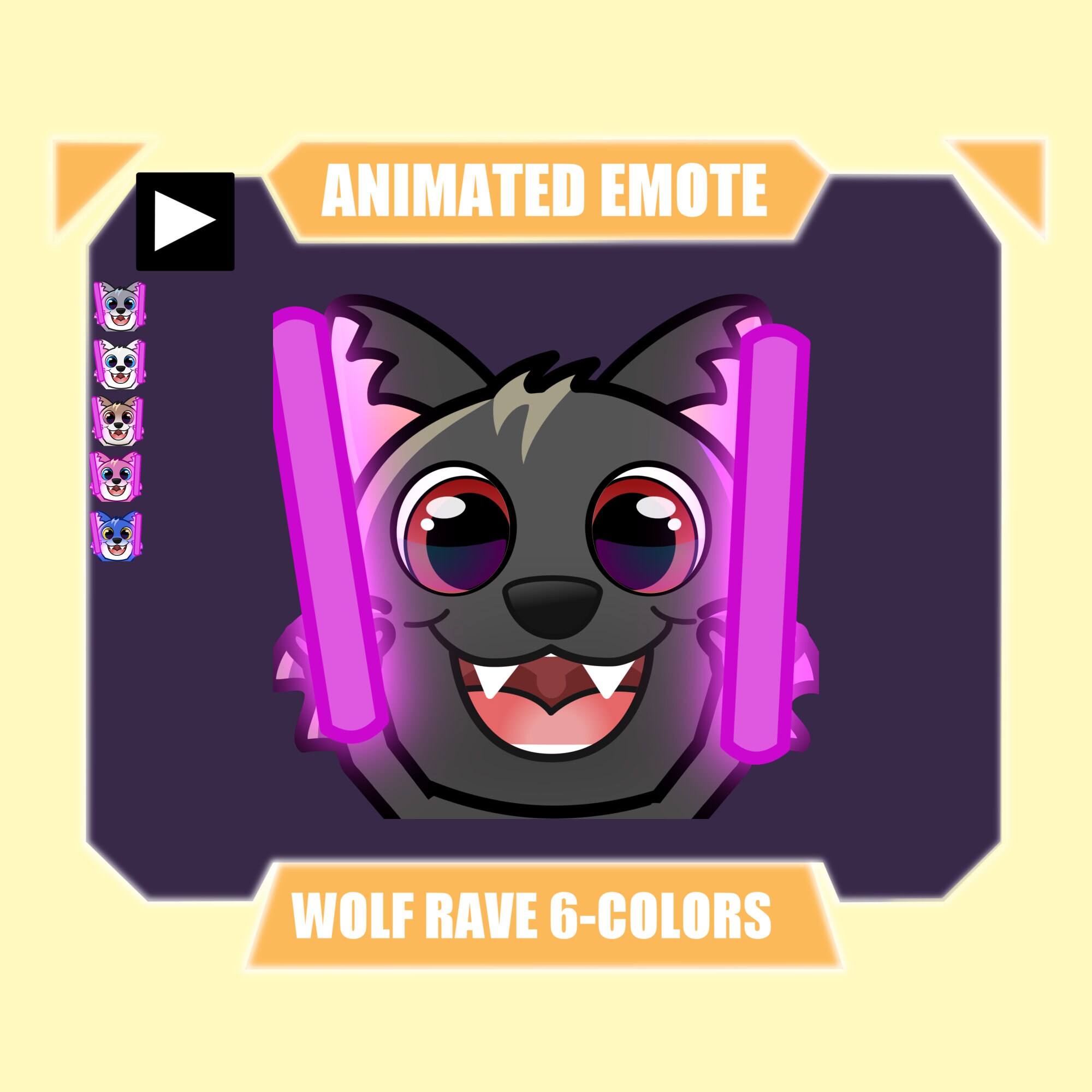 ANIMATED Wolf Rave Emote for Twitch Discord Youtube Streaming | Cute ...