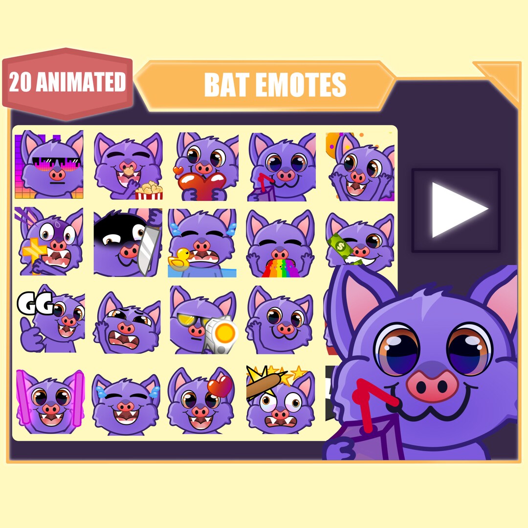 ANIMATED Purple Bat Emote Bundle for Twitch | Youtube Emotes | Discord ...
