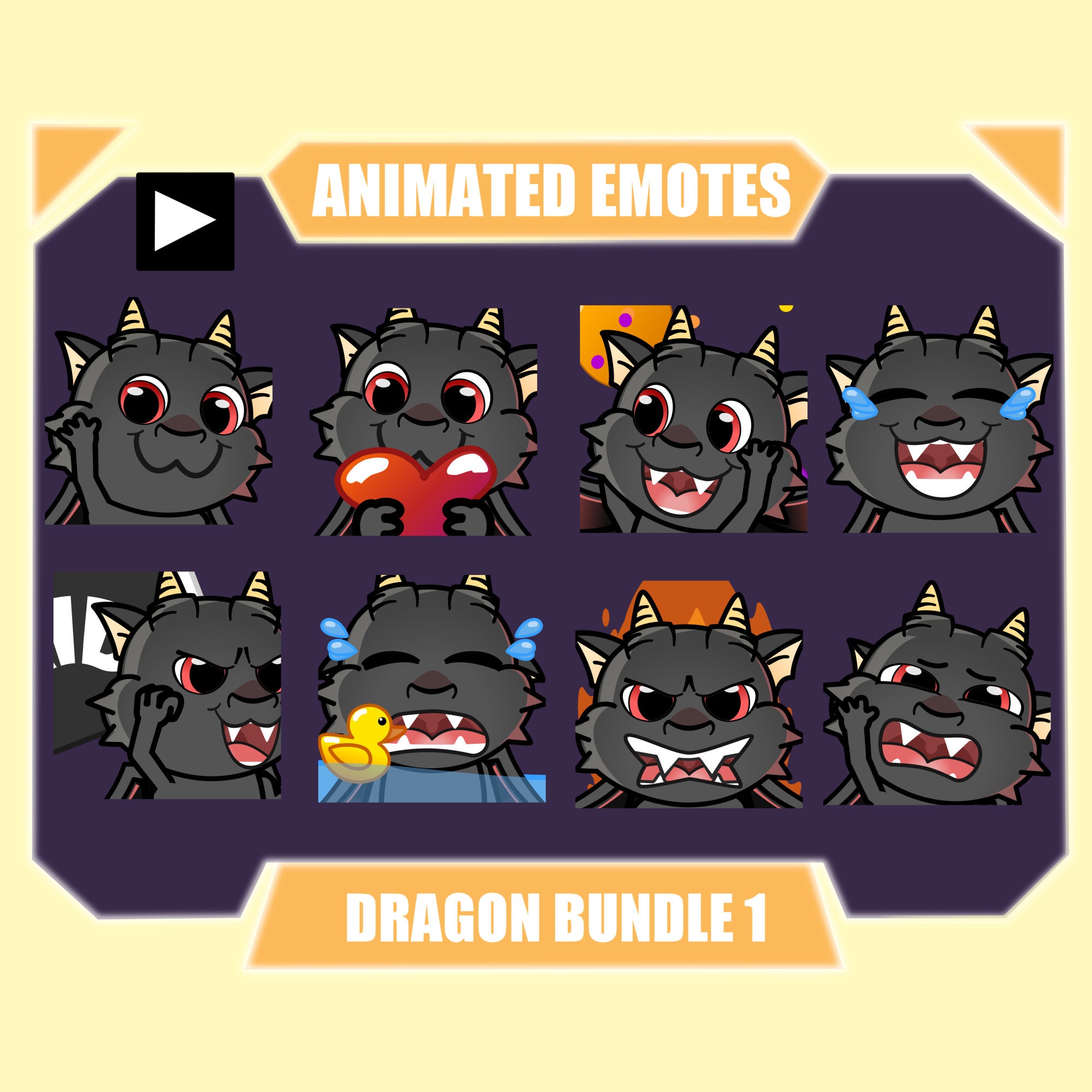 BLACK DRAGON ANIMATED Emote Pack for Twitch Youtube Emotes Discord ...