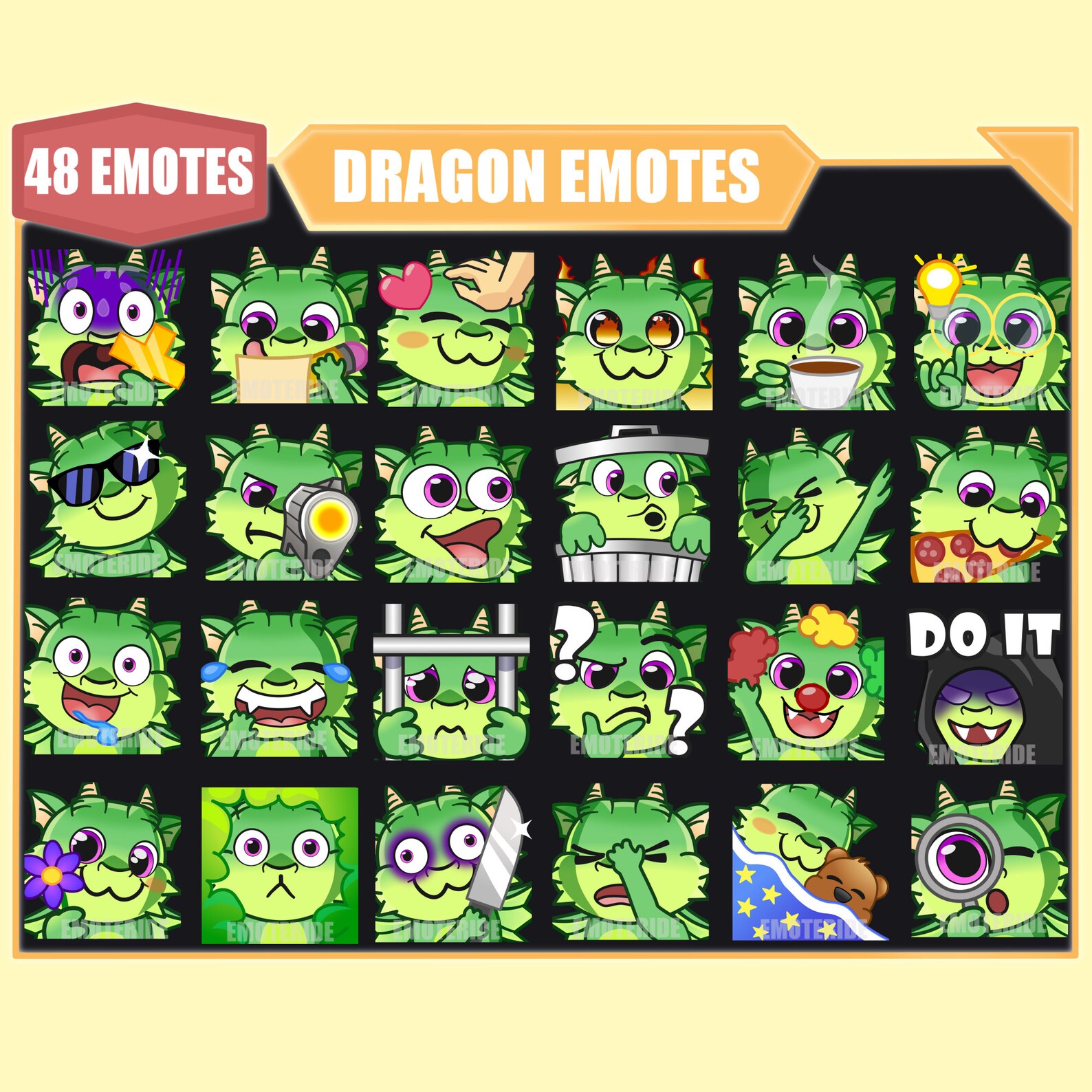GREEN DRAGON Emote Bundle for Twitch Youtube Emotes Discord Emotes ...