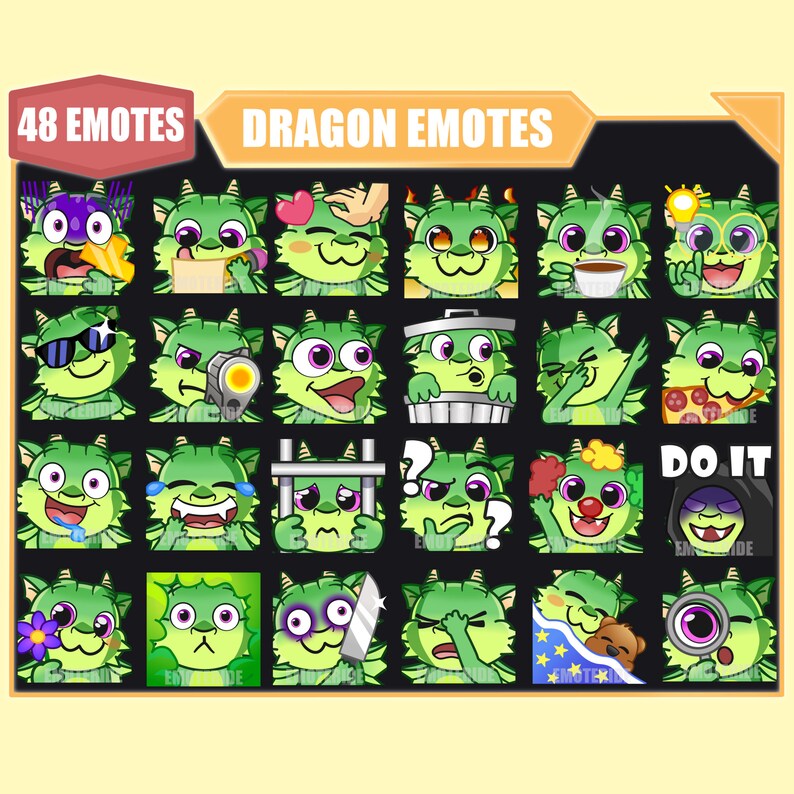 GREEN DRAGON Emote Bundle for Twitch Youtube Emotes Discord Emotes ...
