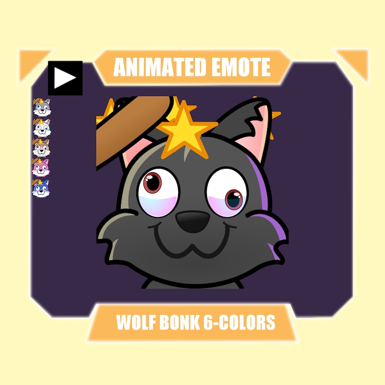 ANIMATED Wolf Bonk Emote for Twitch Discord Youtube Streaming Cute Wolf ...