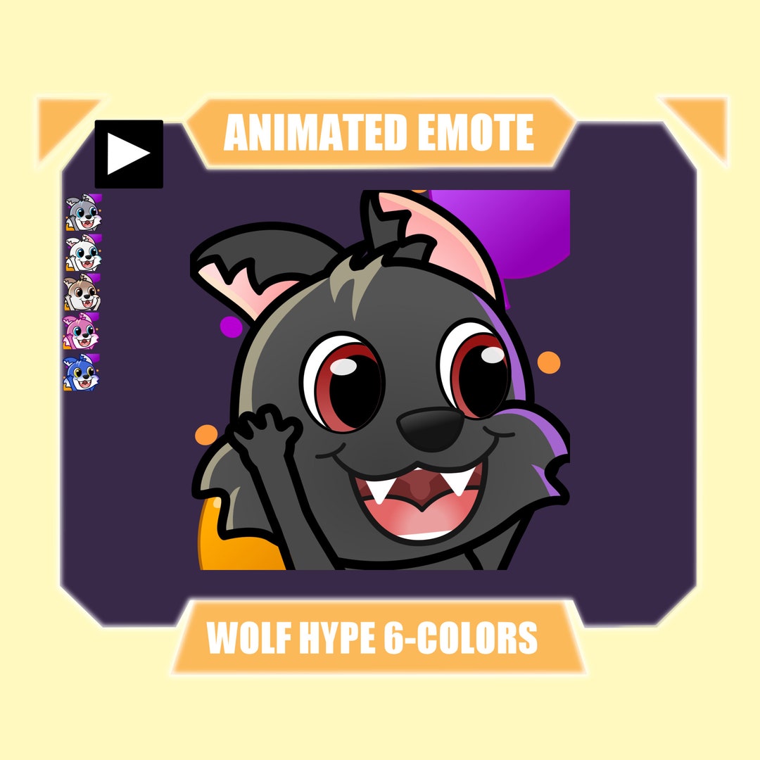 ANIMATED Wolf Hype Emote for Twitch Discord Youtube | Cute Wolf With ...