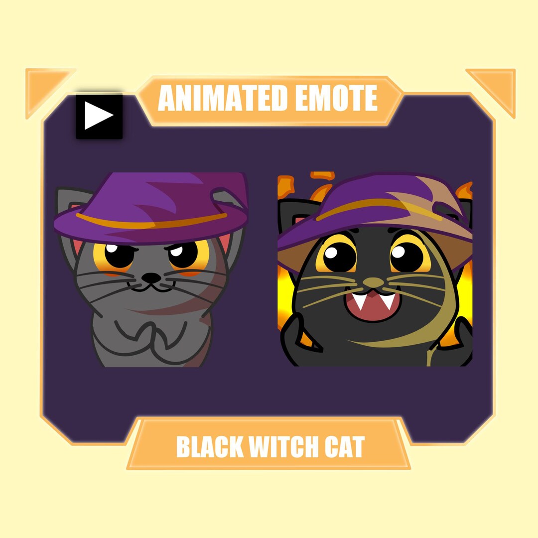 ANIMATED EMOTE Black Witch Cat for Twitch Discord Youtube | Halloween ...