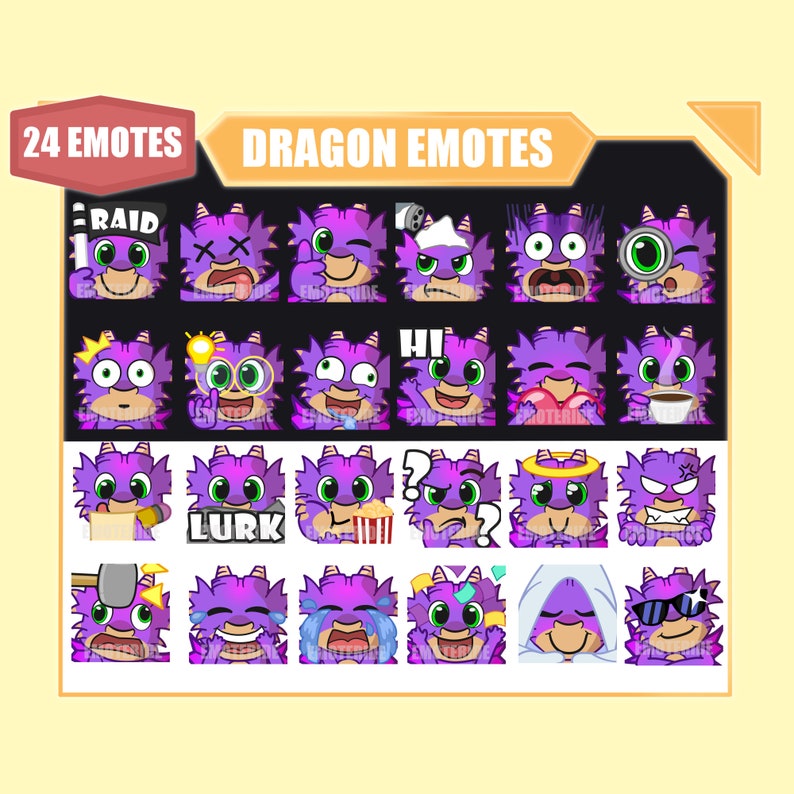 PURPLE DRAGON Twitch Emote Bundle Youtube Emotes Discord Emotes ...