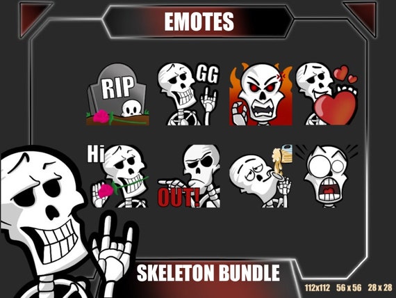 Skeleton Twitch Emote Bundle Youtube Emote Discord Emote | Etsy